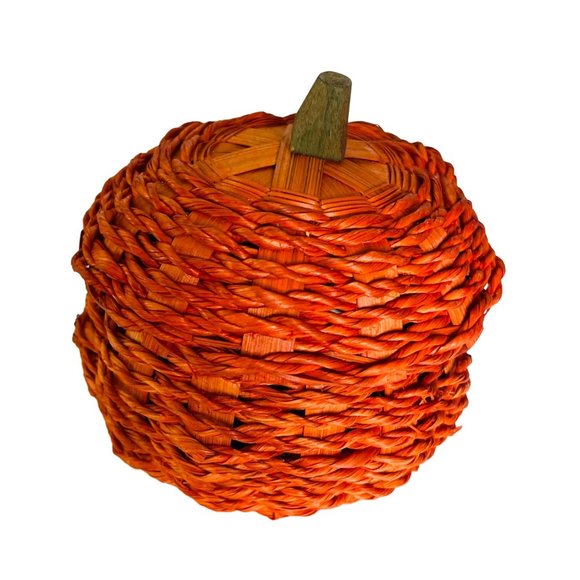 Holiday | Wicker Rattan Pumpkin Baskets W Lids Halloween Decoration 2 ...